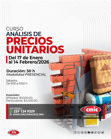 Cmic 📊 Un Precio Unitario Bien Sustentado Protege Tu Utilidad Capacítate Para Elaborar Y