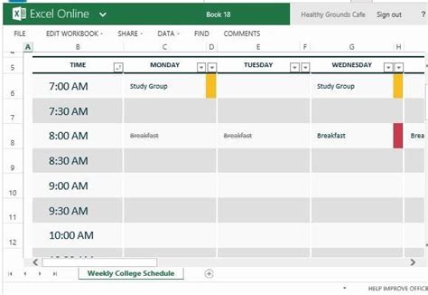 Microsoft Excel Class Schedule Template Merge Data Golfsinc