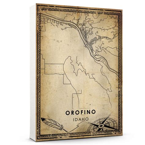 Orofino Vintage Map Prints Canvas Idaho Map Art Canvas Canvas