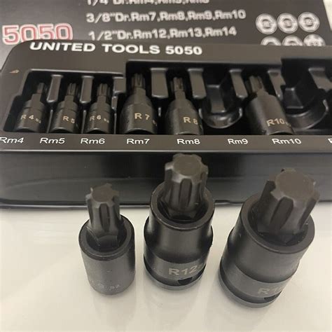 9 Pc Impact Ribe Bit Socket Set 14” 38” 12 Dr United Tools Uk