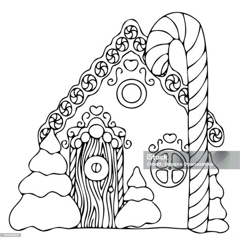 진저 브레드 하우스는 크림과 다양한 과자로 장식되어 있습니다 크리스마스 치료 장식 요소 채색 흰색 배경에서 격리된 벡터