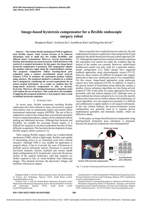 Pdf Image Based Hysteresis Compensator For A Flexible Endoscopic Surgery Robot