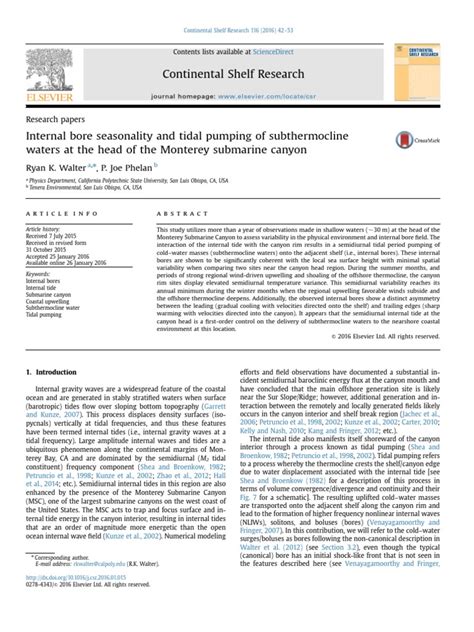 Continental Shelf Research Pdf Tide Earth Sciences