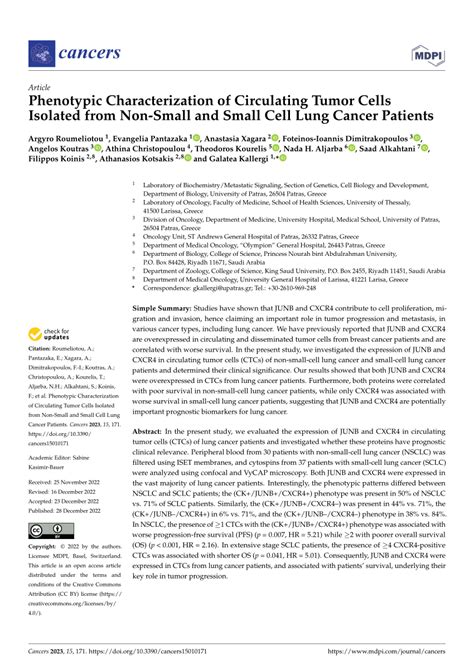 PDF Phenotypic Characterization Of Circulating Tumor Cells Isolated From Non Small And Small