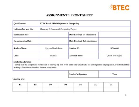asm1 accsasaenwoak assignment 1 front sheet qualification btec level