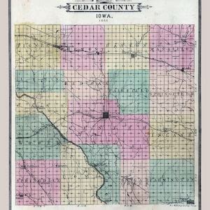 1885 Map Of Cedar County Iowa Etsy