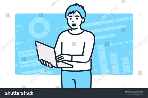 Engineer Writing Code Illustration Material Man Stock Vector Royalty