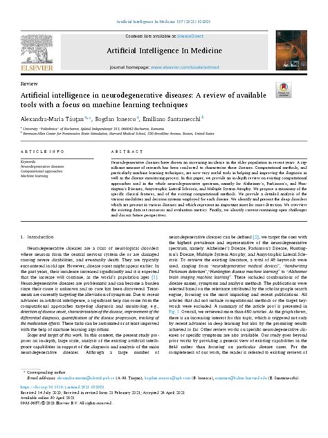 4 Artificial Intelligence In Neurodegenerative Diseases A Review Of