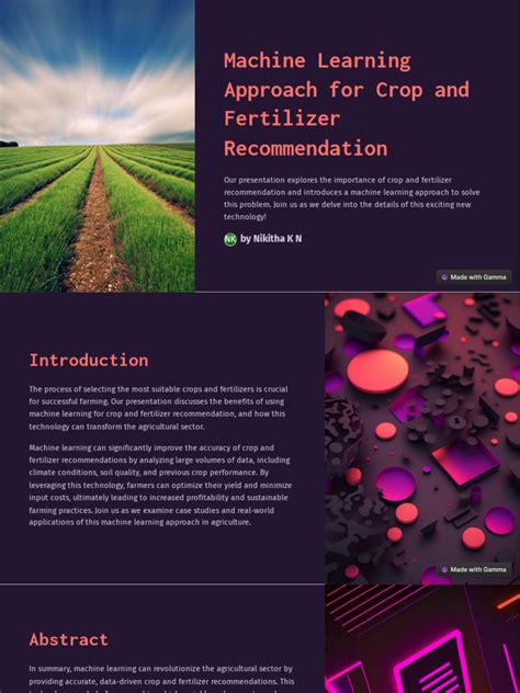 Machine Learning Approach For Crop And Fertilizer Recommendation Pdf