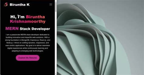 Biruntha Krishnamoorthy On Linkedin Webdevelopment Portfolio Mernstack Reactjs Tailwindcss