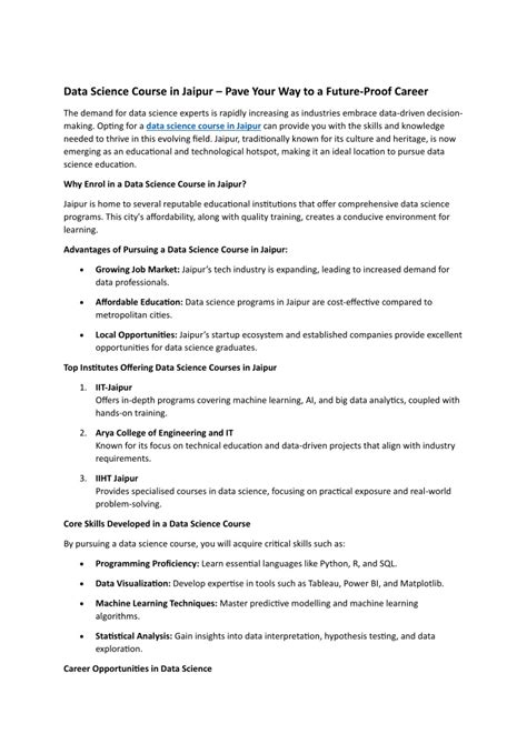 Ppt Data Science Course In Jaipur Pave Your Way To A Future Proof Career Powerpoint