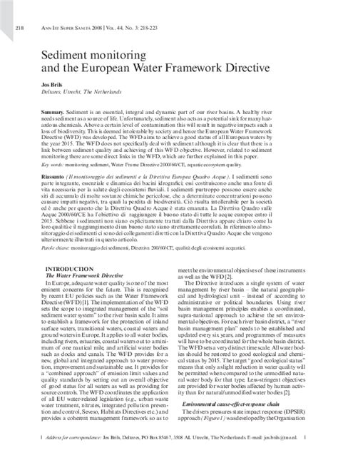 Pdf Sediment Monitoring And The European Water Framework Directive