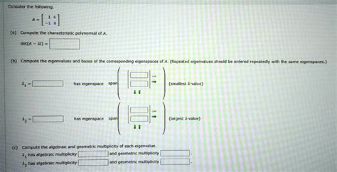 solved consider the following a compute the characteristic polynomial of a det a a 0