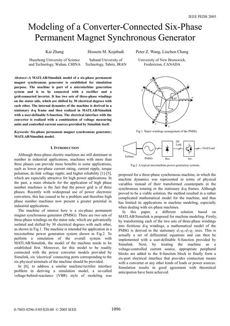 Pdf Modeling Of A Converter Connected Six Phase Permanent Magnet Synchronous Generator