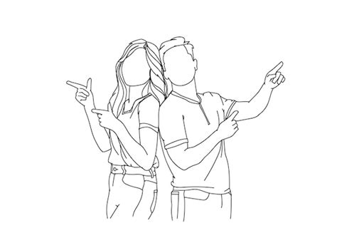 El Dibujo Artístico De La Pareja Vector Premium