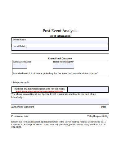 Post Event Analysis Template