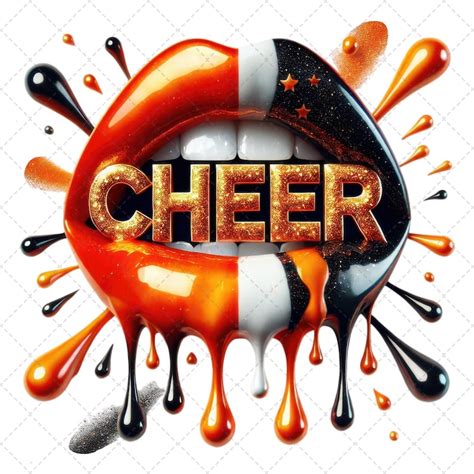 Cheer Orange Black White Png Cheer Dripping Lip Png Cheerleading