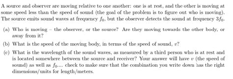 solved a source and observer are moving relative to one