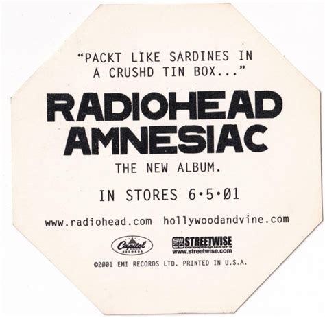 Radiohead Pair Of Vintage Amnesiac Promo Stickers 2001 Remembering