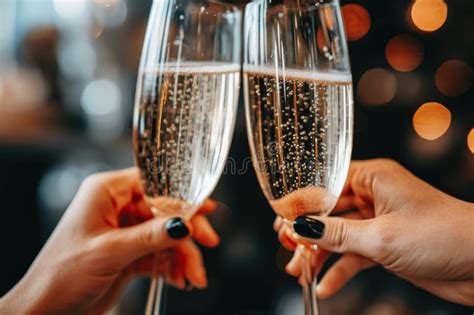 Elegant Champagne Glasses Clinking Generative Ai Stock Illustration