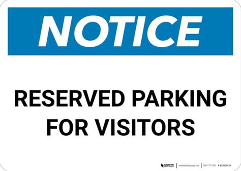 Notice Reserved Parking For Visitors Landscape