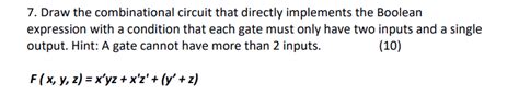 Solved 7 Draw The Combinational Circuit That Directly