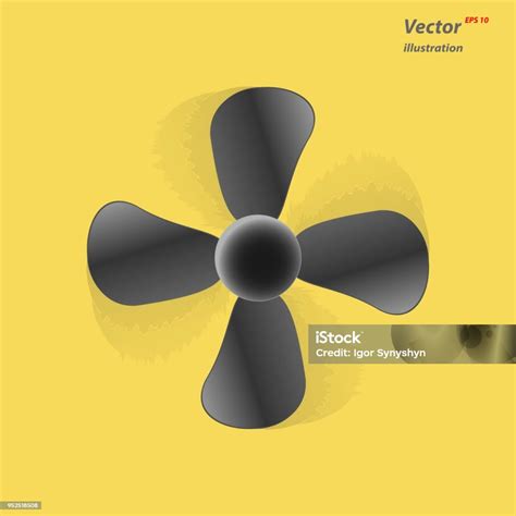 팬 아이콘입니다 환풍기 송풍기 프로 펠 러 기호 노란색 배경에 고립 벡터 일러스트 레이 션 주식 벡터 평면 강철에 대한 스톡