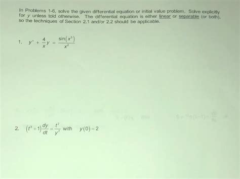solved in problems 1 6 solve the given differential