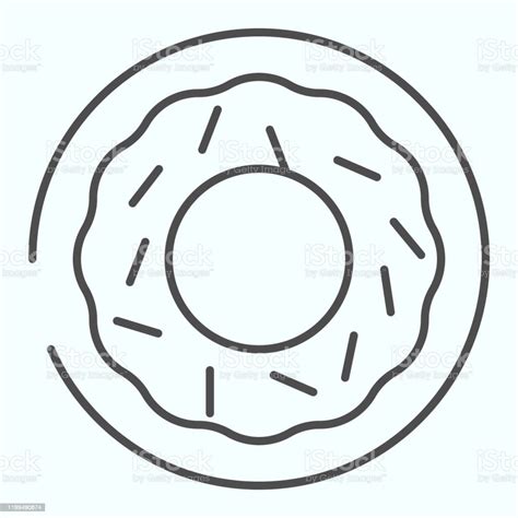도넛 얇은 선 아이콘입니다 베이커리 음식 벡터 그림 흰색에 격리 달콤한 도넛 윤곽 스타일 디자인 웹 및 응용 프로그램을 위해 설계 Eps 10 10에 대한 스톡 벡터 아트