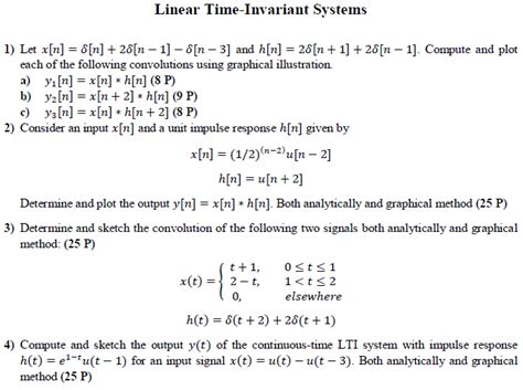 solved linear time invariant systems 1 let x[n] 8 [n]