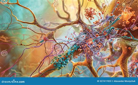 A Microscopic View of a Neuron and Its Interconnected Synapses Stock Illustration - Illustration ...