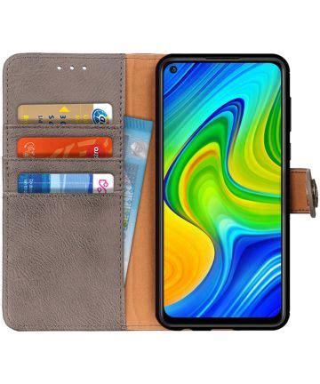 Xiaomi Redmi Note 9 Hoesje Vintage Wallet Grijs GSMpunt Nl