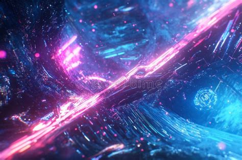 A Dynamic Energy Wave Composed Of Digital Light Particles Neon Data Streams And Floating Stock