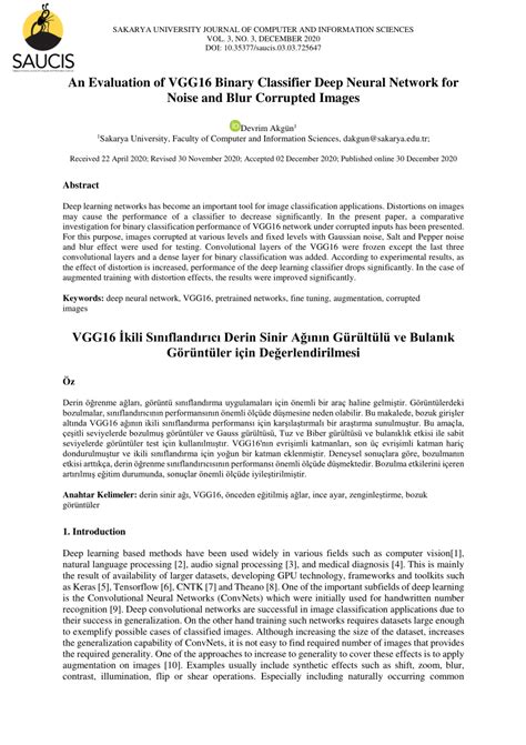 Pdf An Evaluation Of Vgg16 Binary Classifier Deep Neural Network For