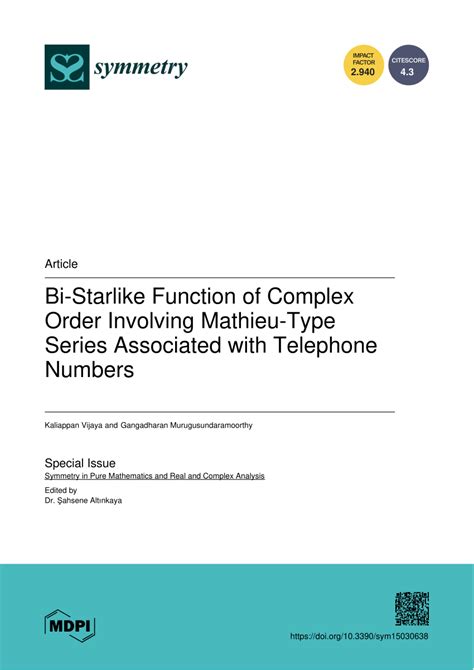 Pdf Article Bi Starlike Function Of Complex Order Involving Mathieu
