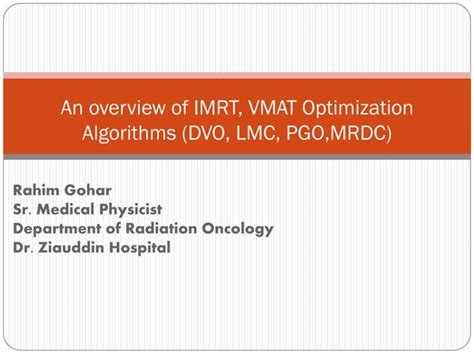 An Overview Of Imrt Vmat Optimization Algorithms Pdf Medical Health
