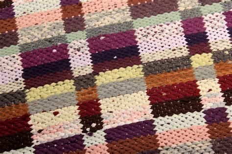 Premium Photo Motley Patchwork Rug From Cotton Rags Fabric Top View