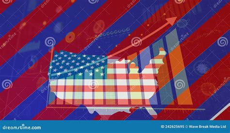 Image Of American Flag With Statistics Processing Stock Illustration Illustration Of Patriot