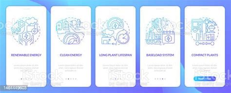 Using Geothermal Energy Advantages Blue Gradient Onboarding Mobile App Screen Stock Illustration
