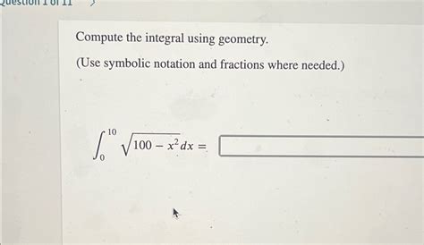 Solved Compute The Integral Using Geometry Use Symbolic
