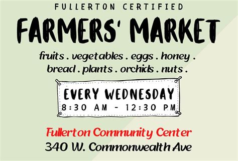 풀러튼 커뮤니티센터 매주 수 파머스 마켓