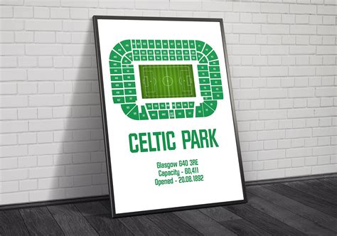 Celtic Poster Celtic Park Stadium Celtic Seating Plan Parkhead Stadium Glasgow Celtic Wall