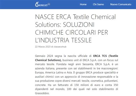 Textile Chemical Solutions Erca Is Born Circular Chemical Solutions
