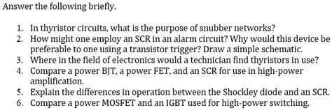 Solved Answer The Following Briefly In Thyristor Circuits What Is