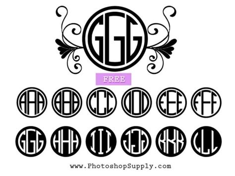 Circle Monogram Font Photoshop Supply