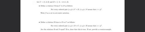 solved letc {1 2 3} and d {−2 −1 0 1 3} define a relation
