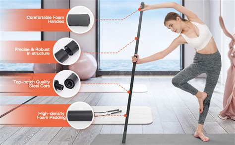 Adjustable 5 Ft Yoga Stretching Stick With 4 Durable Steel Rods And