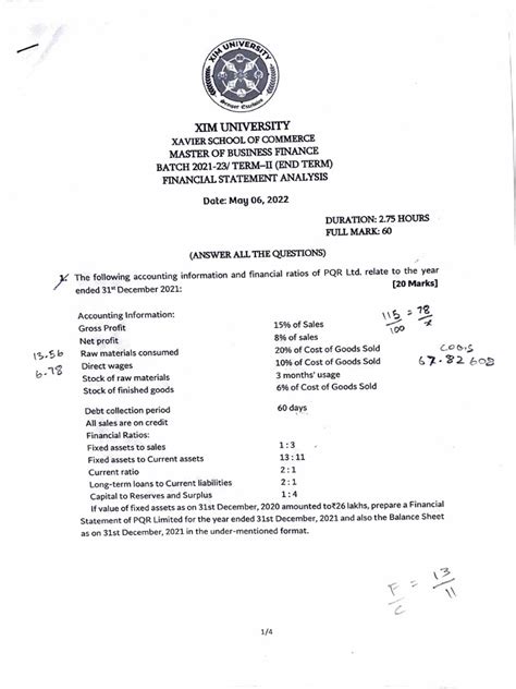 Fsa End Sem Pdf Expense Income Statement