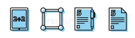 Set Line Open Book Calculation Chalkboard With Diagram And Infinity Icon Vector Stock Vector