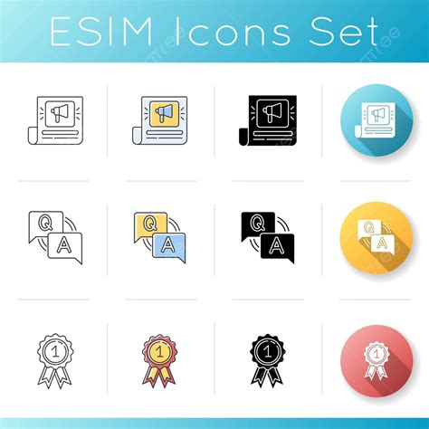 social media blog icons set customer qa isolated vector customer qa